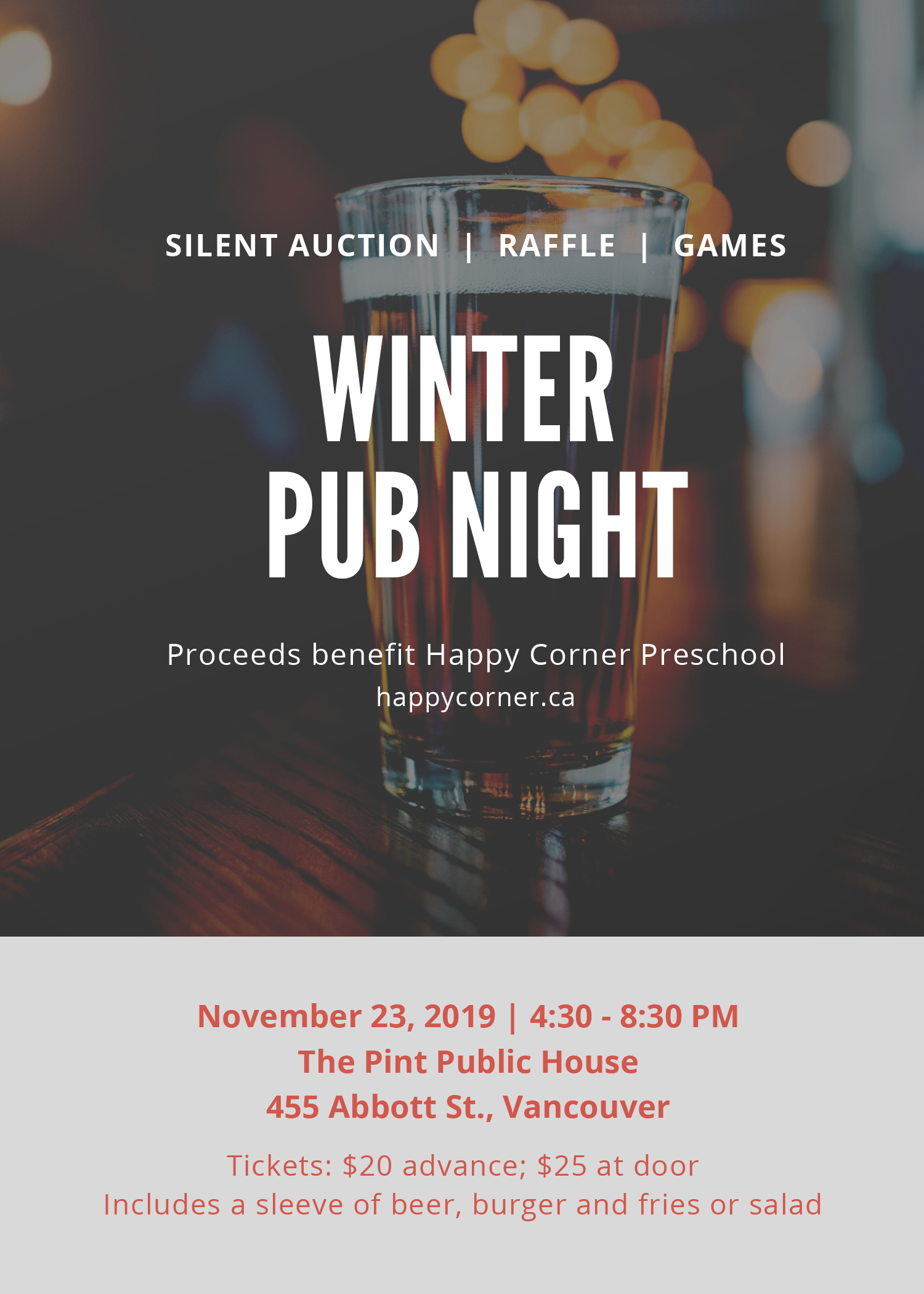5th Annual WINTER PUB NIGHT – Nov 23rd | Happy Corner